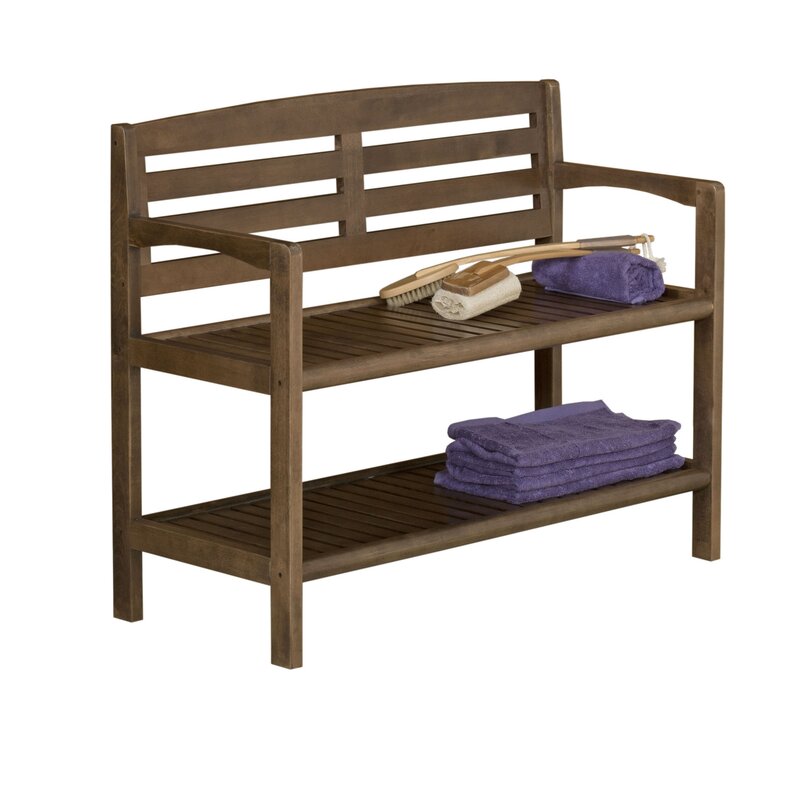 Kitia Solid Wood Shelves Storage Bench | revvvd