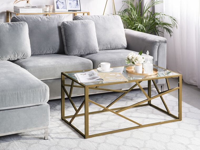 Latoya Metal Coffee Table with Glass Top – Modern & Elegant Design ...